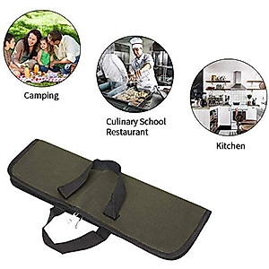 QEES Knife Roll,Heavy Duty Knife Bag,Waxed Canvas knife Case with 4 Slots For Knives & Kitchen Tools,Chef Knife Bag With Handle.Portable Knife Roll Bag For Chefs Culinary Traveling.Knives Pouch
