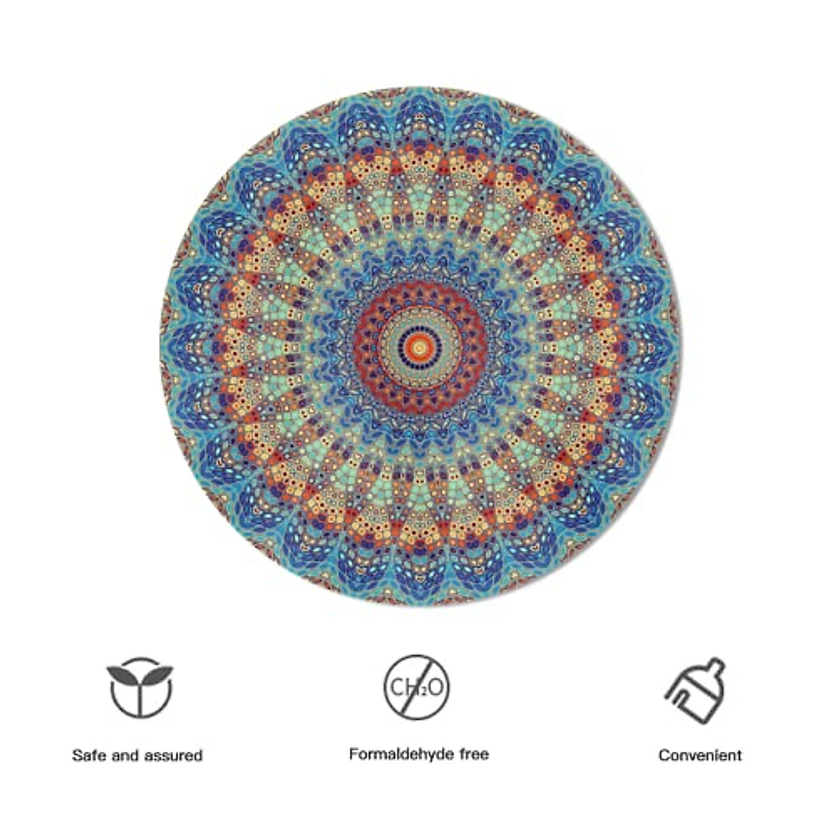 Speku Boho Table Cloth Round Tablecloth 60 Inch Washable Waterproof Table Cover Tabletop Decoration for Restaurant, Picnic, Indoor and Outdoor Dining - Mandala