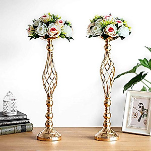 Versatile Metal Flower Arrangement, Candle Holder Stand Set for Wedding Party Dinner Centerpiece Event Restaurant Hotel Decoration (Twist Style, 10 x L)