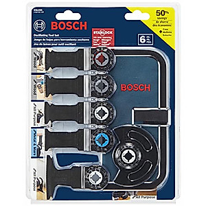 BOSCH OSL006 5-Piece Starlock Oscillating Multi Tool Assorted Set Blades for Mixed Applications in Metal, Wood and Other General Purpose Materials with Included Pouch