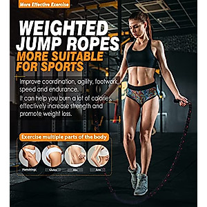 Weighted Jump Rope for Fitness - 3LB Heavy Jump Ropes for Exercise, Weighted Adult Skipping Rope for Women & Men, Workout Battle Rope For Gym Training, Home Workout,Total Body Workouts