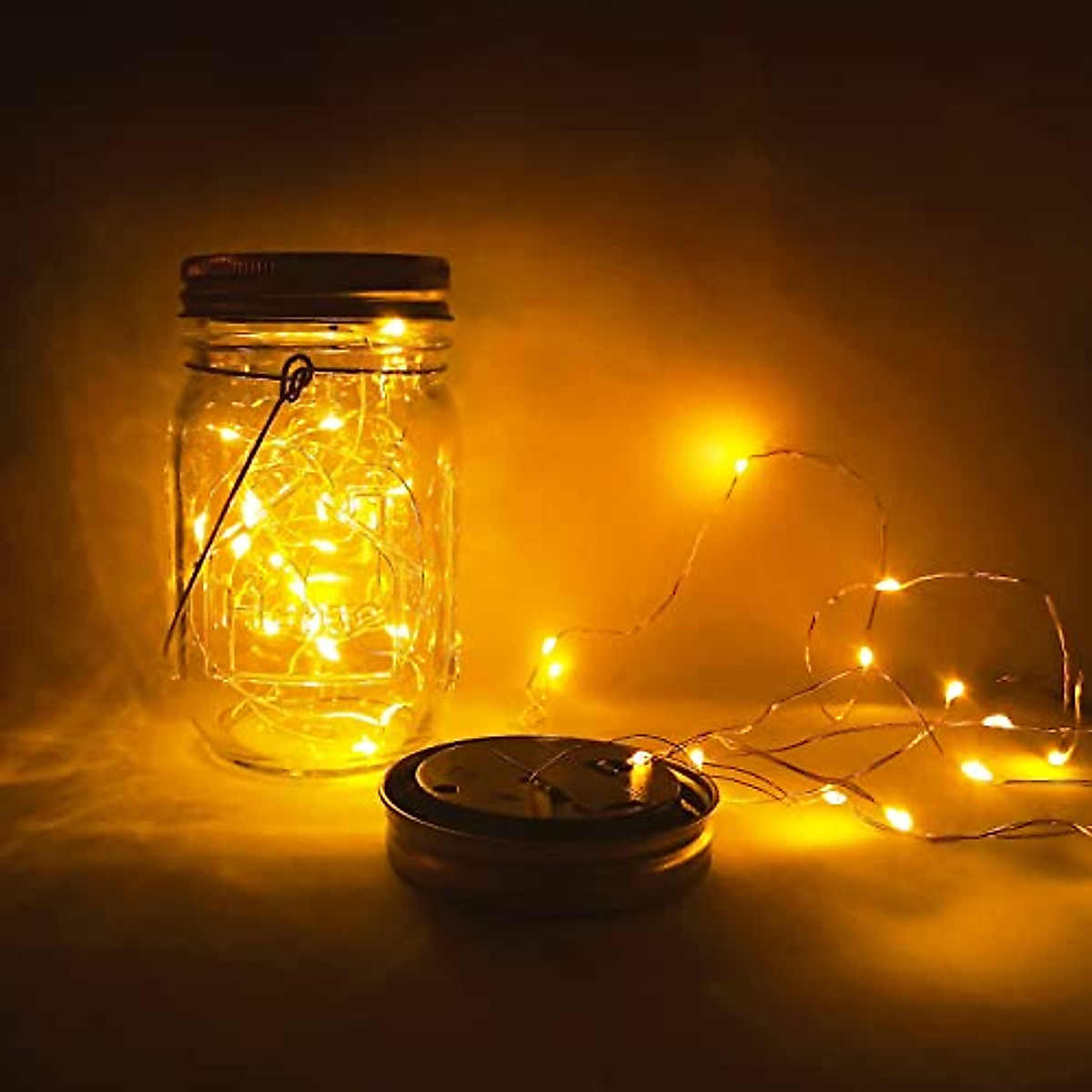 Aikeve Mason Jar Solar Lights,8 Pack 30 Led Fairy Hanging Jar Lights,Solar Lanterns for Outdoor Patio Party Garden Wedding Christmas Decor Lights(Mason Jars/Handles Included)