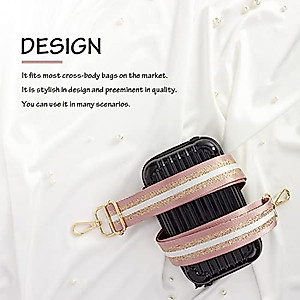 Youteer Adjustable Shoulder Crossbody Bag Strap Gold Buckle Replacement Handbag Strap Wide Purse Strap with Leather Pink Stripe