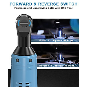 SHIELDPRO Cordless Electric Ratchet Wrench Kit,40Ft-lb 3/8" Power Ratchet Wrench 1-Hour Fast Charge,2 Packs 2000MA Lithium-Lon Battery,1/4 Adaptor,Extension Bar