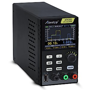 Abestop AT6301 DC Power Supply Variable, 60V/10A/300W Adjustable Bench Power Supply with 10mV / 1mA High Resolution 4-Digits 2.8 inch LCD Display, 5V/1A USB Output