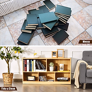 Tangkula 5 Cube Bookcase, 2 Tier Wooden Storage Open Bookshelf, Multipurpose Display Storage Cabinet for Living Room, Bedroom, Hallway, Kid's Playroom, Reading Nook (Yellow)