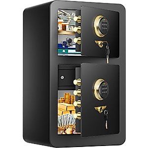 [2024 Upgraded] 6.1 Cu ft Extra Large Home Safe Fireproof Waterproof with [DOUBLE SAFES], Heavy Duty Fireproof Safe Box with [Hidden Lock Box], Digital Home Security Safe for Documents Firearm Money