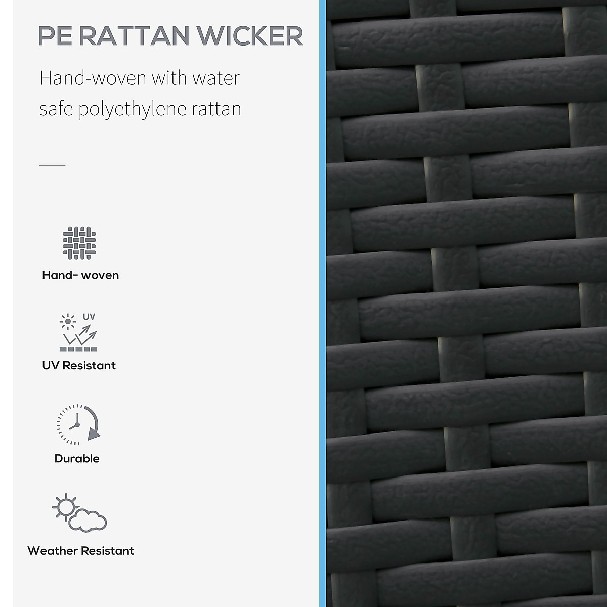 Outsunny Outdoor Wicker Swivel Recliner Chair, Reclining Backrest, Lifting Footrest, 360° Rotating Basic, Water Resistant Cushions for Patio, Light Blue