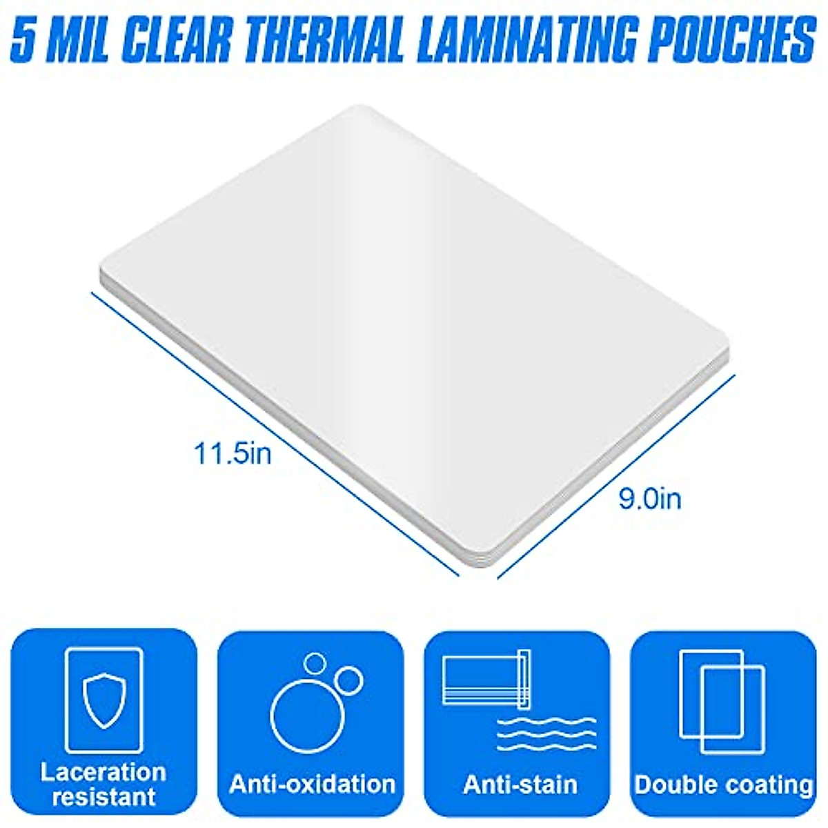 HERKKA 100 Pack Laminating Sheets, Holds 8.5 x 11 Inch Sheets, 5Mil Clear Thermal Laminating Pouches 9 x 11.5 Inch Lamination Sheet Paper for Laminator, Round Corner Letter Size