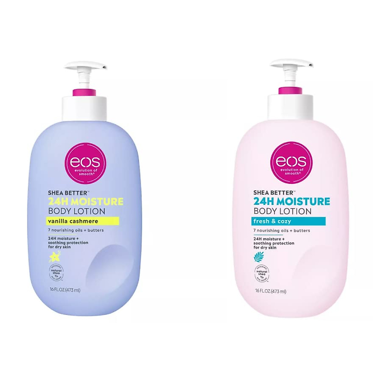 EOS Eos Shea Better Body Lotion - Vanilla Cashmere & Fresh Cozy | Bundle of two | 16 Oz