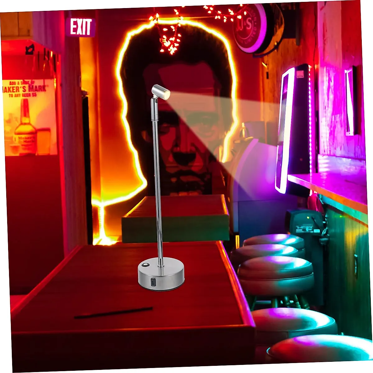 Yardenfun Led Rotating Light Tabletop Bar Spotlight Atmosphere Spotlight Lamp Stainless Steel 1600mah Bar Cafe Study Lamp