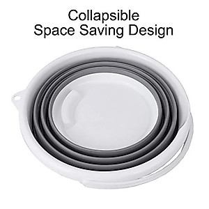 Eurow Indoor and Outdoor Collapsible Bucket with Handle, 10 Liters, 2.6 Gallons, Gray and White