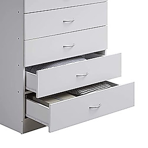 HODEDAH 7 Drawer Wood Dresser for Bedroom, 31.5 inch Wide Chest of Drawers, with 2 Locks on the Top Drawers, Storage Organization Unit for Clothing, White