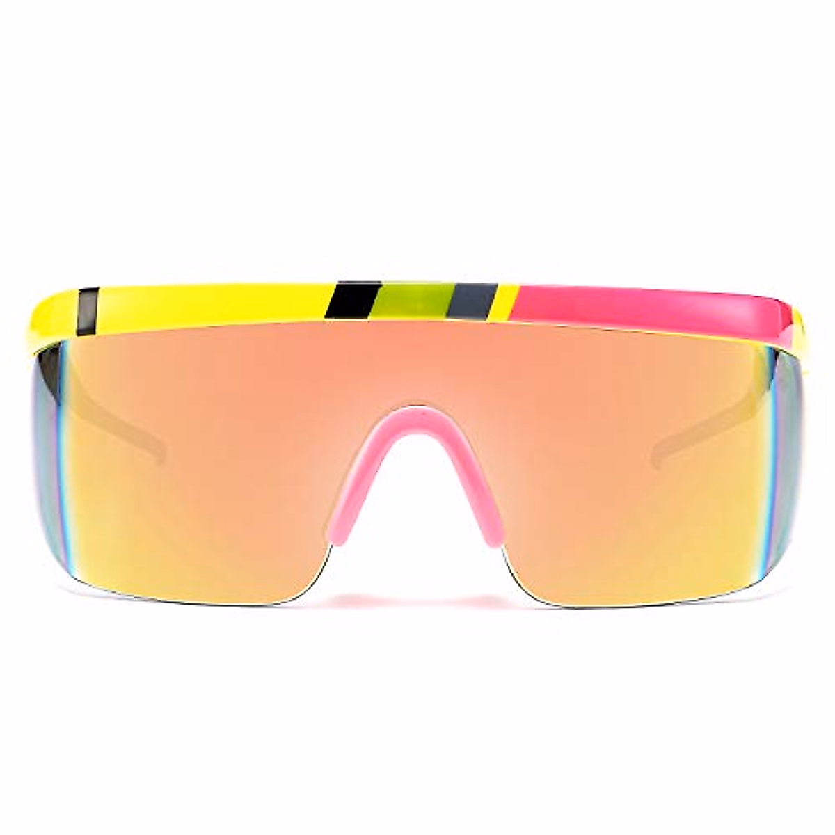 FEISEDY Oversized Mirror Shield Sport 80s Sunglasses Ski Goggles Flat Top One Piece Futuristic Visor Women Men B2522