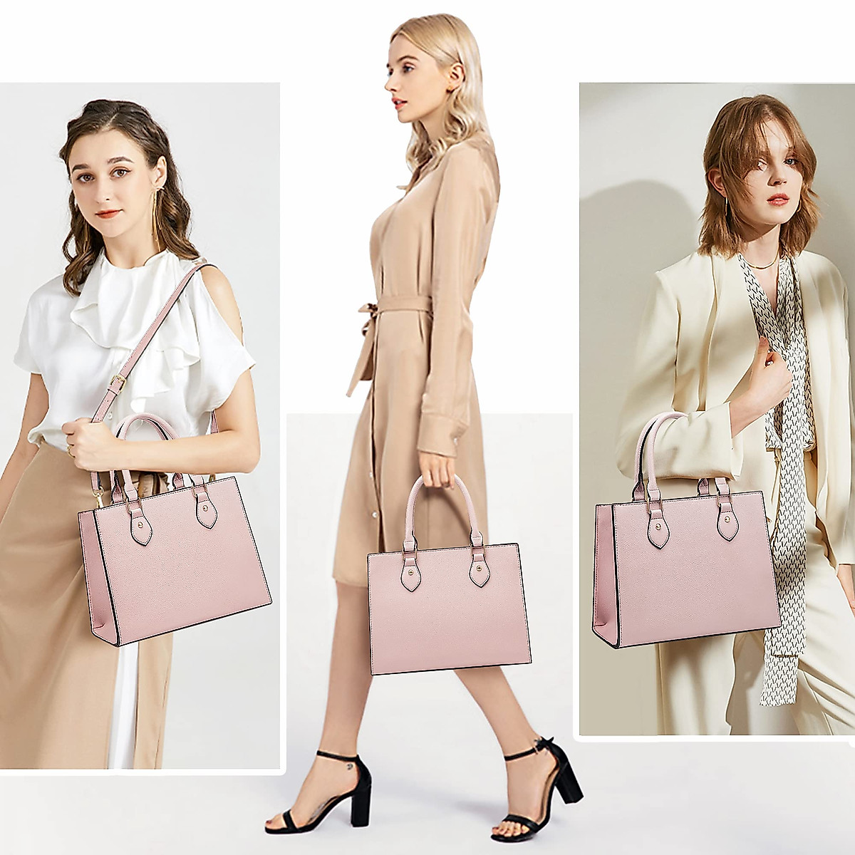 CHICAROUSAL Crossbody Purses and Handbags for Women PU Leather Tote Top Handle Satchel Shoulder Bags (Light Pink)