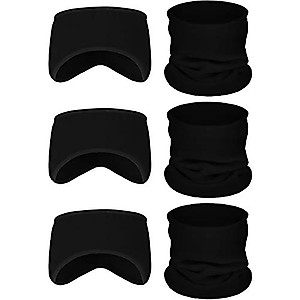 6 Pieces Fleece Ear Warmers Headband Winter Neck Gaiter (Black)