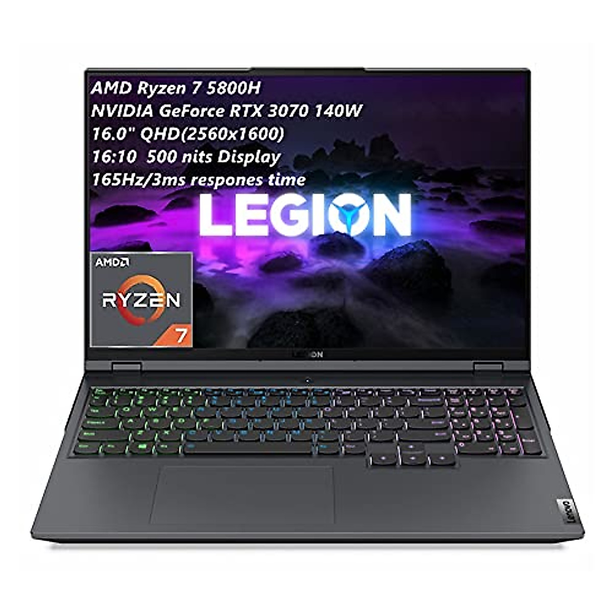 Lenovo Legion 5 Pro Gen 6 AMD Gaming Laptop, 16.0" QHD IPS 165Hz, Ryzen 7 5800H, GeForce RTX 3070 8GB, TGP 140W, Win 10 Home (32GB RAM | 2TB PCIE SSD)
