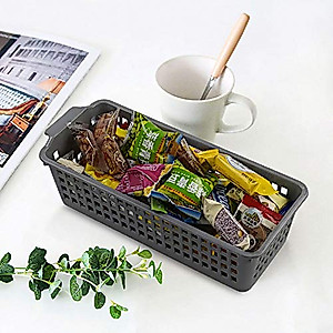 Vcansay Plastic Small Slim Rectangle Storage Baskets, 6 Packs