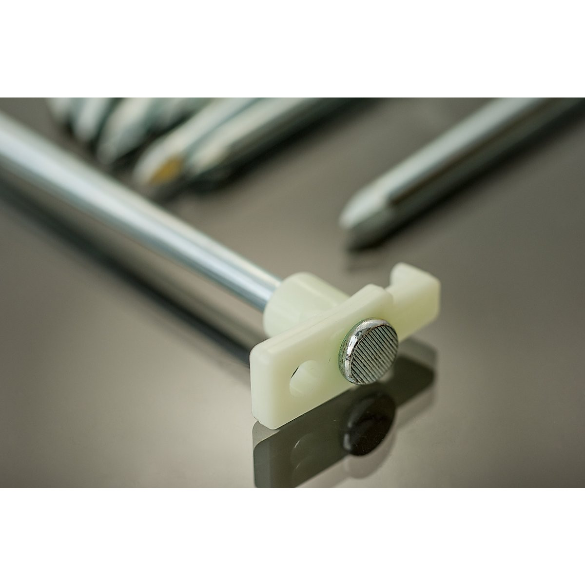 SE 10-1/2" Metal Tent Pegs with Glow-in-the-Dark Stoppers (10-Pack) - 910NRC10