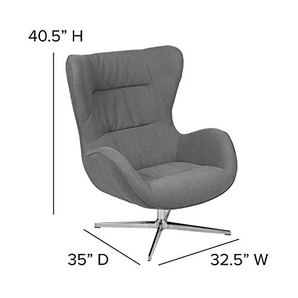 Flash Furniture Rally Gray Fabric Swivel Wing Chair
