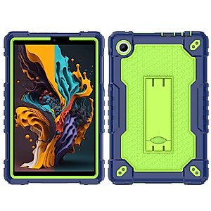 Doemoil for TCL TAB 8 WiFi 9132X/for TCL TAB 8 LE 9137W Tablet Case Soft Silicone Rubber Had Back Shell Kids Friendly Built in Stand Shoulder Strap for TCL TAB 8 WiFi/TCL TAB 8 LE (Navy+Green)