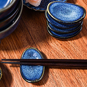 Japanese Antique Chopstick Rest, Ceramic Chopsticks Holder set of 5