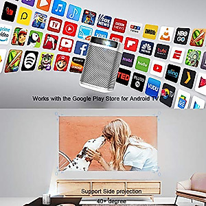 XGIMI MoGo Pro Android TV Projector,1080P Full HD Mini Smart Projector,Portable WiFi/Bluetooth Harman/Kardon Speaker,300 ANSI Lumen Indoor/Outdoor Theater Native Android 9.0 Video Projector
