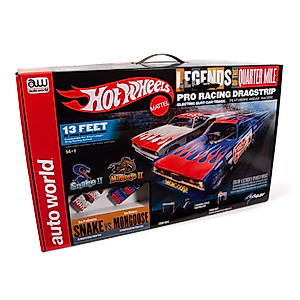 Round 2 13’ Hot Wheels Slot Drag Set Don Snake Prudhomme 1971 Plymouth Cuda Funny Car vs Tom Mongoose McEwen 1971 Plymouth Duster Funny Car (Includes Start Banner & Manual Finish Gate), red (SRS334)