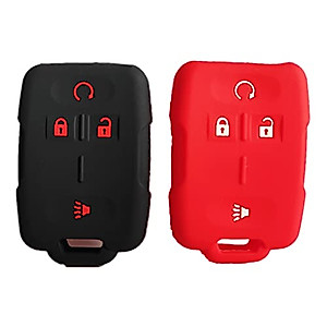 Smart Key Fob Covers Case Protector Keyless Remote Holder for Chevrolet Silverado Colorado M3N32337100 13577770 13577771 GMC Sierra Yukon Cadillac Black and red