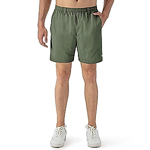 NAVISKIN Men's 6" UPF 50+ Sun Protection Shorts Outdoor Recreation Hiking Fishing Swim Board Quick Drying Multi Pockets Olive Green Size M