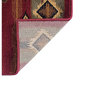 Sierra Bear Novelty Lodge Pattern Red Runner Rug, 2.7' x 7'