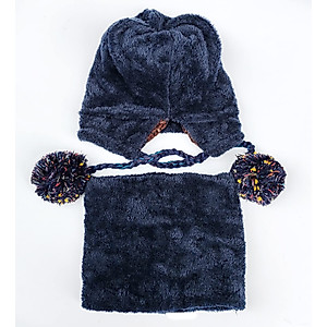 HUAMULAN Women Winter Beanie Hat Circle Scarf Set Pompoms Peruvian Ski Snow Ear Flaps Sherpa Knit Hats Fleece Lined Slouchy