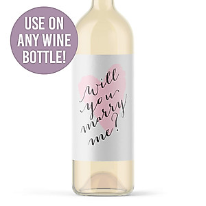 Ritzy Rose Proposal Wine Label Will You Marry Me Weatherproof Sticker for Wine Bottle Label Peel and Stick Engagement Ideas Romantic Engagement Wine Present | Script Heart Proposing Prop