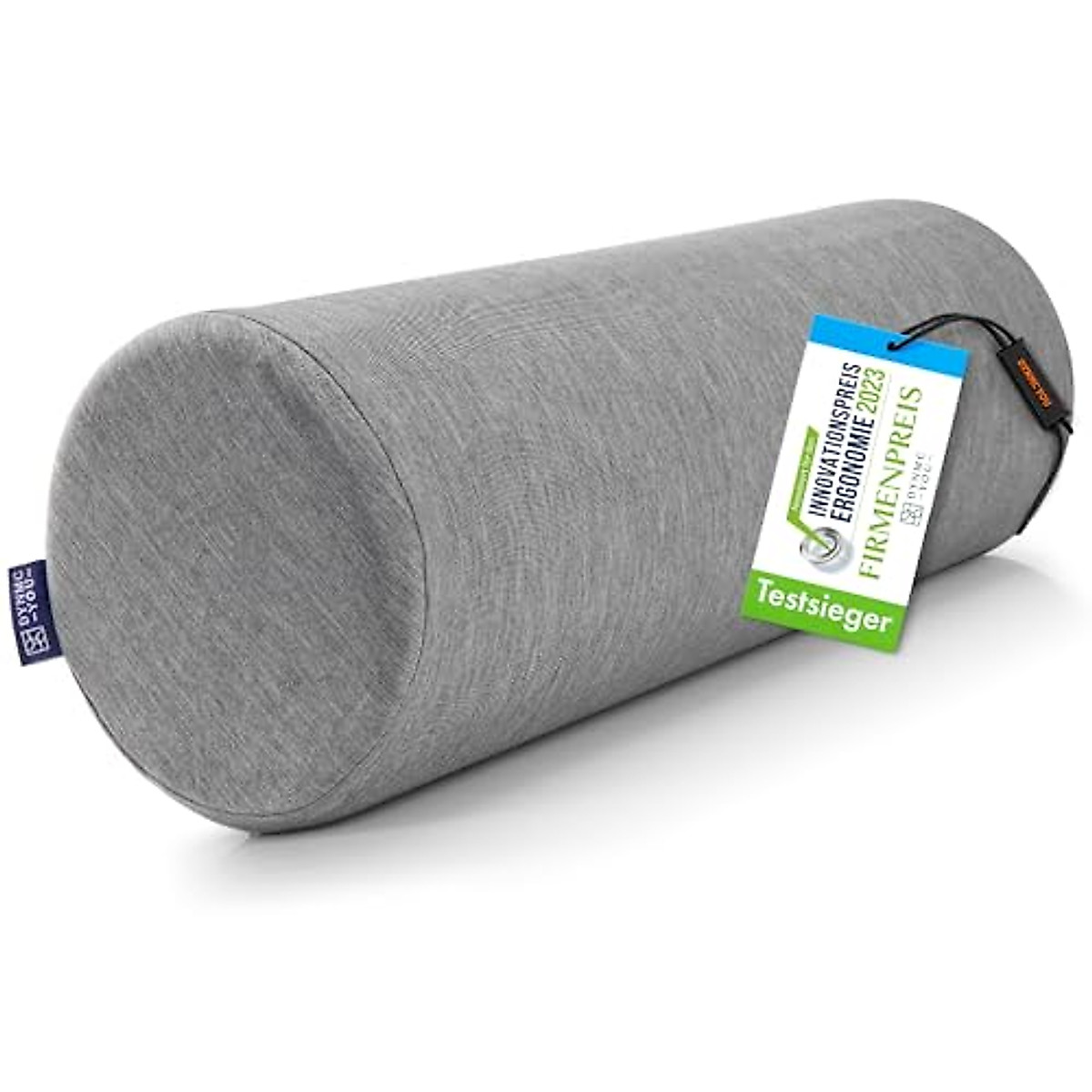 DYNMC you Neck Bolster Pillow Roll with Removable Washable Oeko-TEX Cover - Ultra Comfortable with Memory Foam Core, Round Pillow for Lower Back, Knees, & Neck Support Cylinder Pillows, Grey