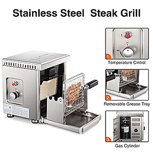 Portable Propane Camping Gas Grill, BBQ grill, 360°Mesh Wave, 8000 BTU small propane Grill with Non-Smoke Burner, Stainless Barbecue grill, Steak Grill with Temperature Probe Better for Indoor & Outdoor Use