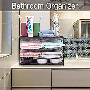 Veesun Paper Letter Tray Organizer, Mesh Desk File Organizer Holder 3 Tier, Black Paper Desktop Organizer