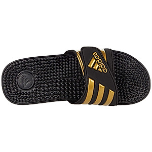 adidas Unisex Adissage Slides Sandal, Black/Gold Metallic/Black, 11 US Men
