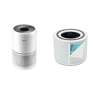LEVOIT Air Purifier, White & Air Purifier Smoke Remover Replacement Filter, 4-in-1 True HEPA, High-Efficiency Activated Carbon, Core 300-RF-WS, 1 Pack, Blue