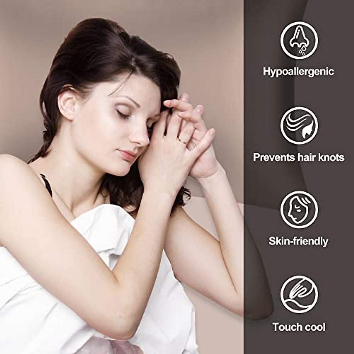 LONGPHEI Silk Satin Pillowcase Cooling Pillow Cases for Hair and Skin Taupe with Eye Mask 2pcs (Taupe, Standard)