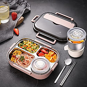 GYYGRY Lunch Box Stainless Steel Bento Box With Insulated Bag and Cutlery,1500ml,4 Compartments,Big Bento Box for adults and Work,Lunch Container Set