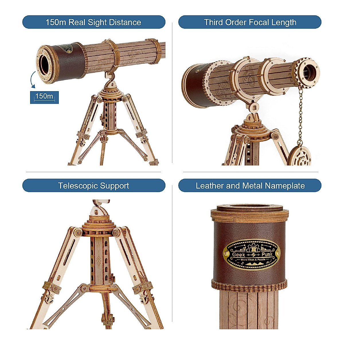ROKR 3D Wooden Puzzles Monocular Telescope Model Building DIY Science Kit Birthday Gift for Adults and Teens Cool Display Item