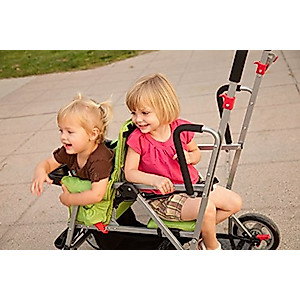 Joovy Caboose Sit and Stand Double Stroller with Rear Bench and Standing Platform, 3-Way Reclining Seats, Optional Rear Seat, and Universal Car Seat Adapter (Amber)