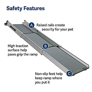 PetSafe Happy Ride Compact Telescoping Dog Ramp for Cars, Trucks, & SUVs - Extends 28 to 70 Inches, Portable Pet Ramp for Large Dogs, Non-Slip - Weighs Only 14 lb, Supports up to 300 lb