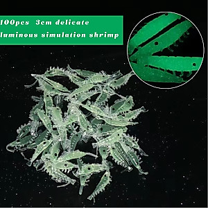 ROYHOO 100pcs Luminous Silicone Soft Shrimp Lure Baits Soft Lure Worms Glow Simulation Prawn Shrimps Fishing Tackle Lures baits