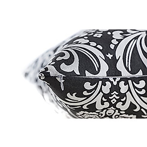 TreeWool Damask Accent Fall Winter 18x18 Set of 2 Decorative Throw Pillow Covers 100% Cotton Home Decor Pillowcases for Sofa Couch (Black)