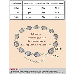 TOPACC Western Metal Oval Concho Chain belts for Women Silver Boho Cowgirl Belt for Dresses Jeans Girls Country Concert Outfit