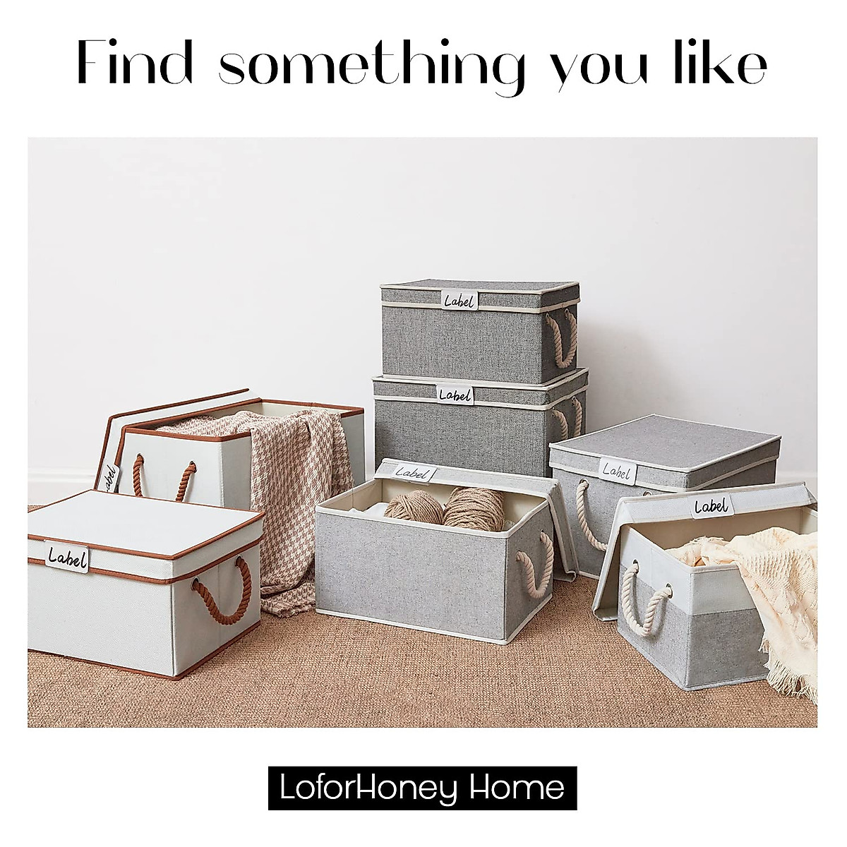 LoforHoney Home Bundle- Storage Bins with Lids XLarge, Light Gray, 2-Pack & 4-Pack