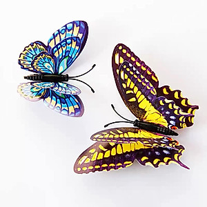 3D Butterfly Wall Decor,12pcs Double Wings Butterfly Decorations, Butterfly Party Decorations,Glow in the Dark Butterfly Decoration For Bedroom Decorations Butterfly Wall Stickers and Butterfly Wall Decals (Colorful)
