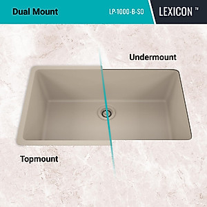 32" x 19" Quartz Kitchen Sink, Single Bowl Kitchen Sink, Large kitchen sink,Drop in Kitchen Sink, Granite Composite Kitchen Sink, Undermount Sink, Galaxy Beige kitchen Sink, LP-1000-BO