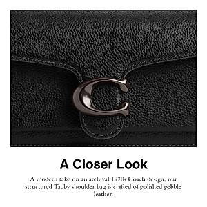 COACH Polished Pebble Leather Tabby Shoulder Bag 20, Black